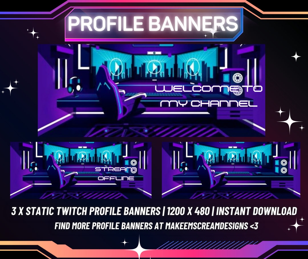 3 X Twitch Profile Banners, Gaming Profile Banners, Gamer Profile ...