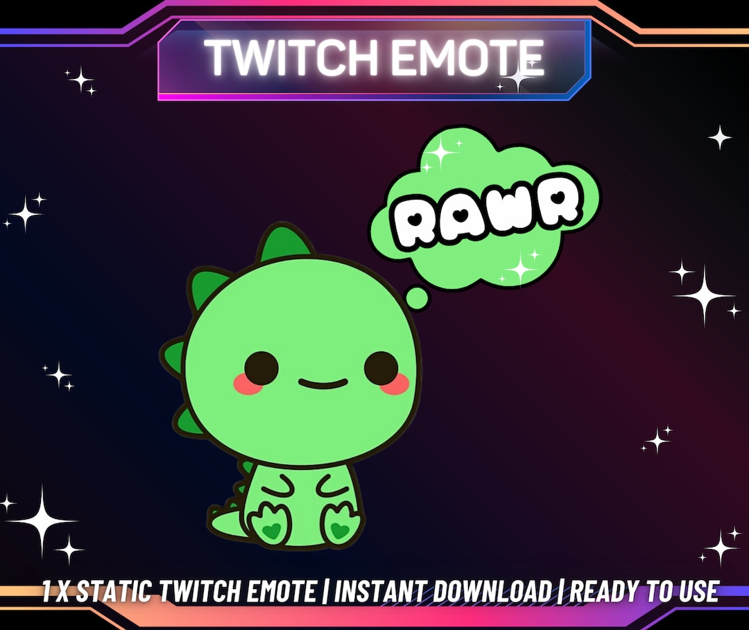 1 Twitch Emote | Dinosaur Twitch Emote | Rawr Emote | Funny Emote | Cute Twitch Emote | Instant ...