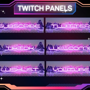 30 X Purple Neon Twitch Panels, Twitch About Me Panels, Streamer About ...