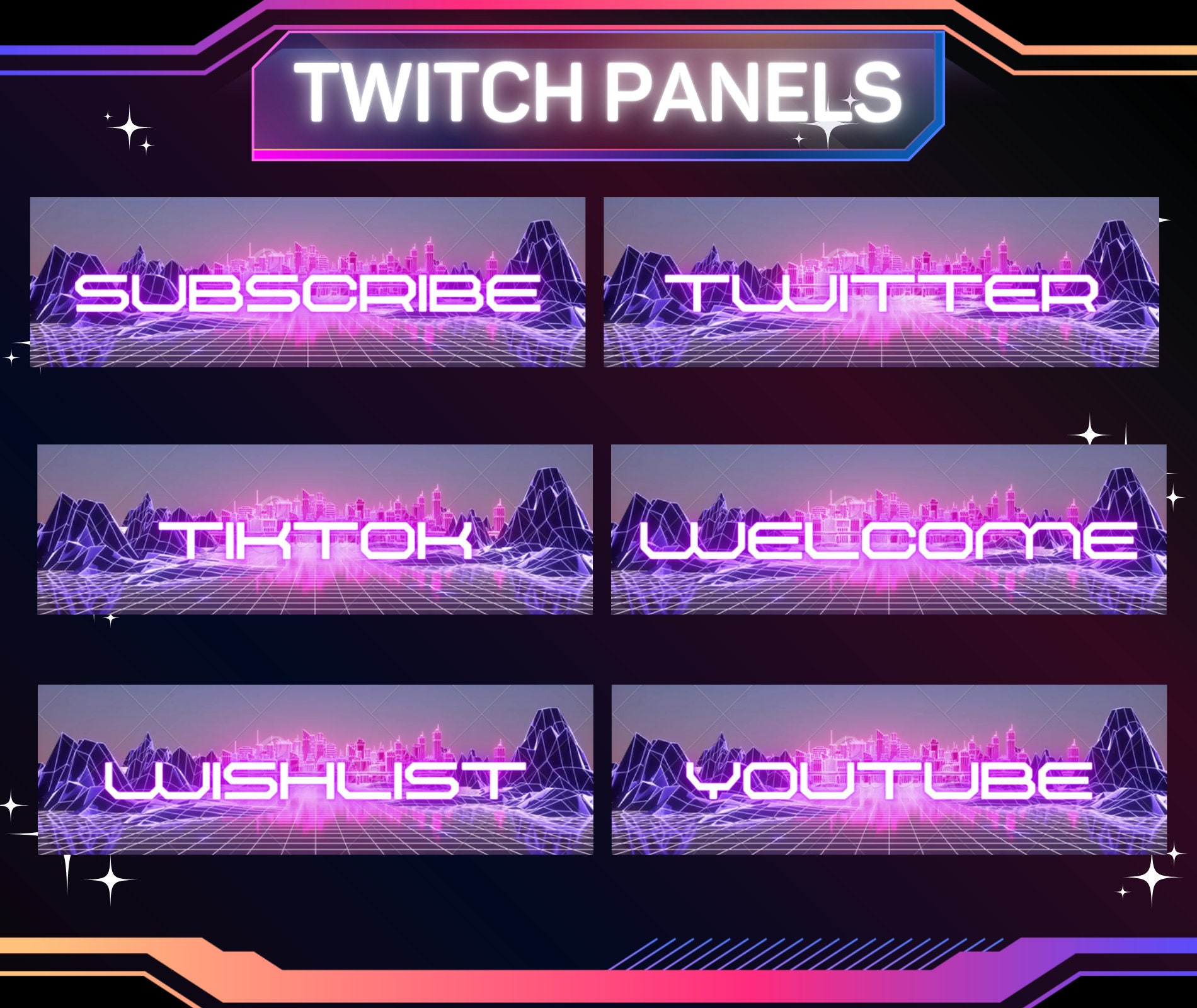 30 X Purple Neon Twitch Panels Twitch About Me Panels - Etsy
