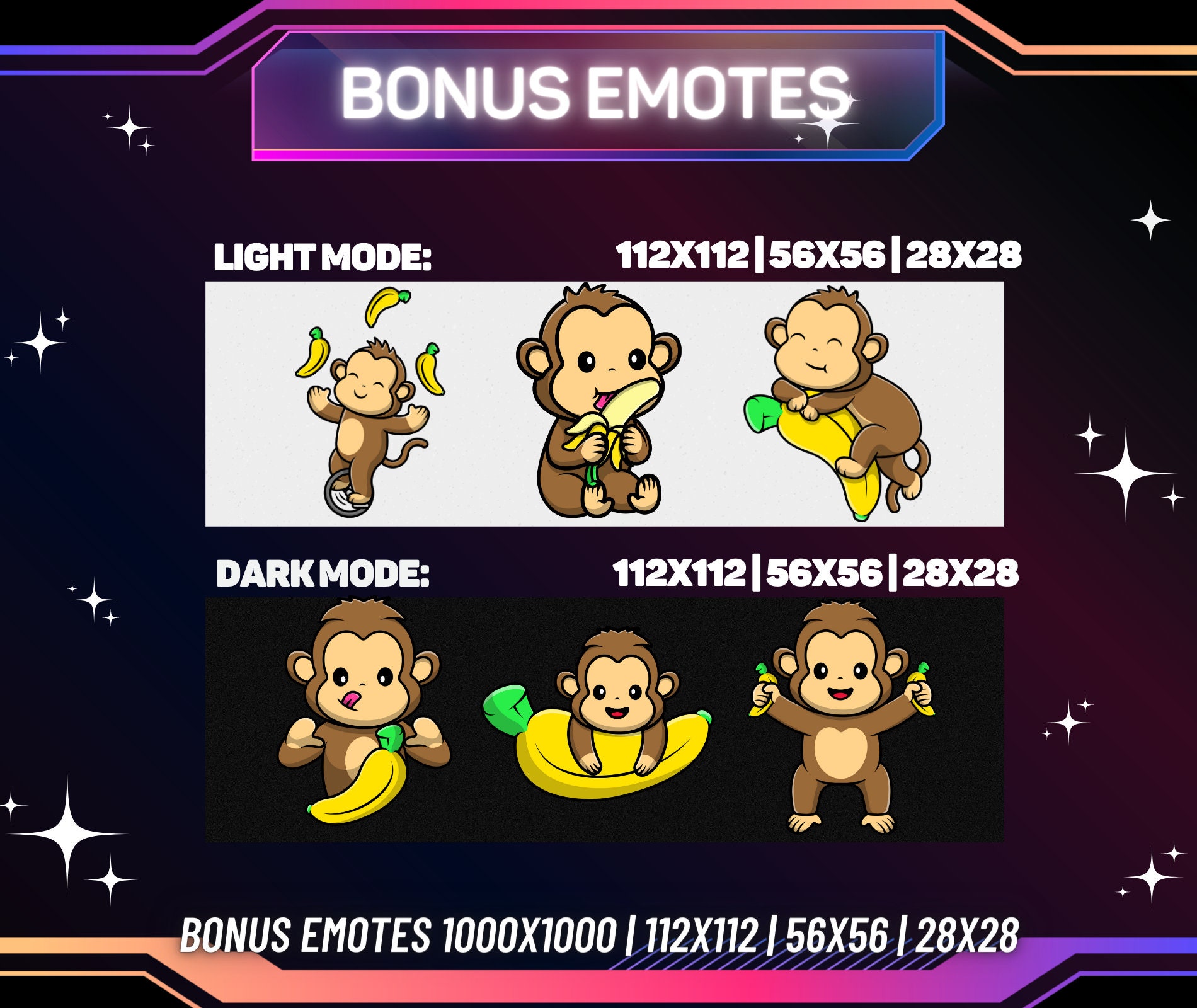 30 X Cute Monkey Banana Twitch Bit Badges Banana Twitch Bit Badges ...