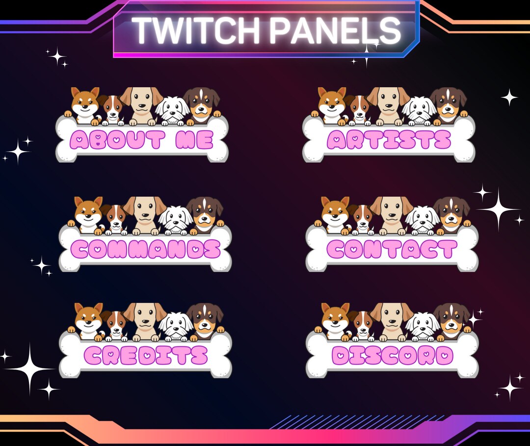 30 X Cute Dog Twitch Panels | Stream Panels | Twitch Panels | Ready to ...