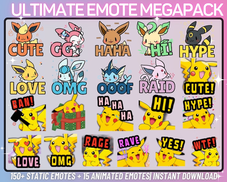 Twitch Emote Megapack, 150+ Static and Animated Emotes (instant ...