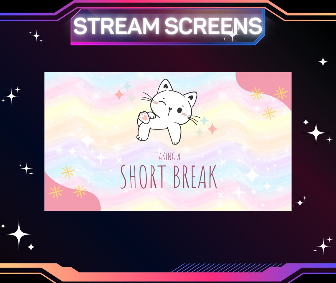 5 X ANIMATED Cute Kitty Stream Screens Animated Starting - Etsy