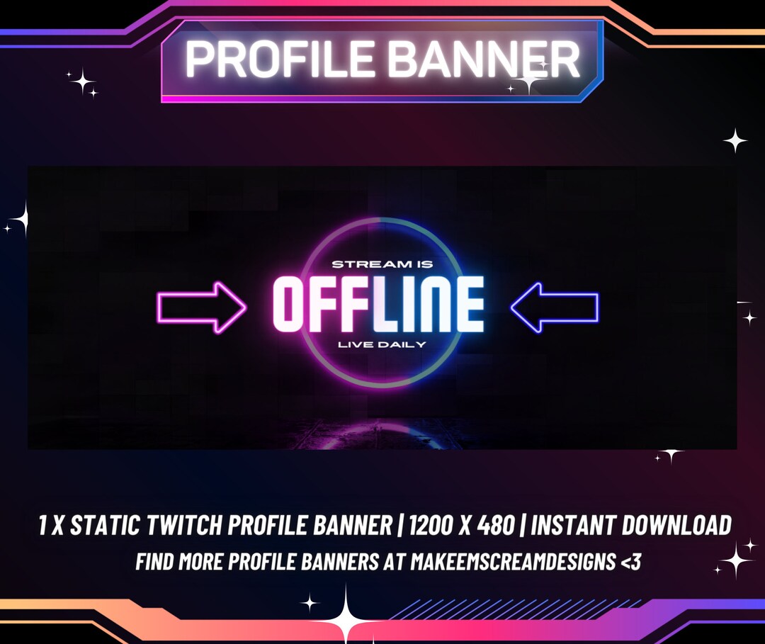 Twitch Profile Banner, Cute Profile Banner, Neon Profile Display Banner ...