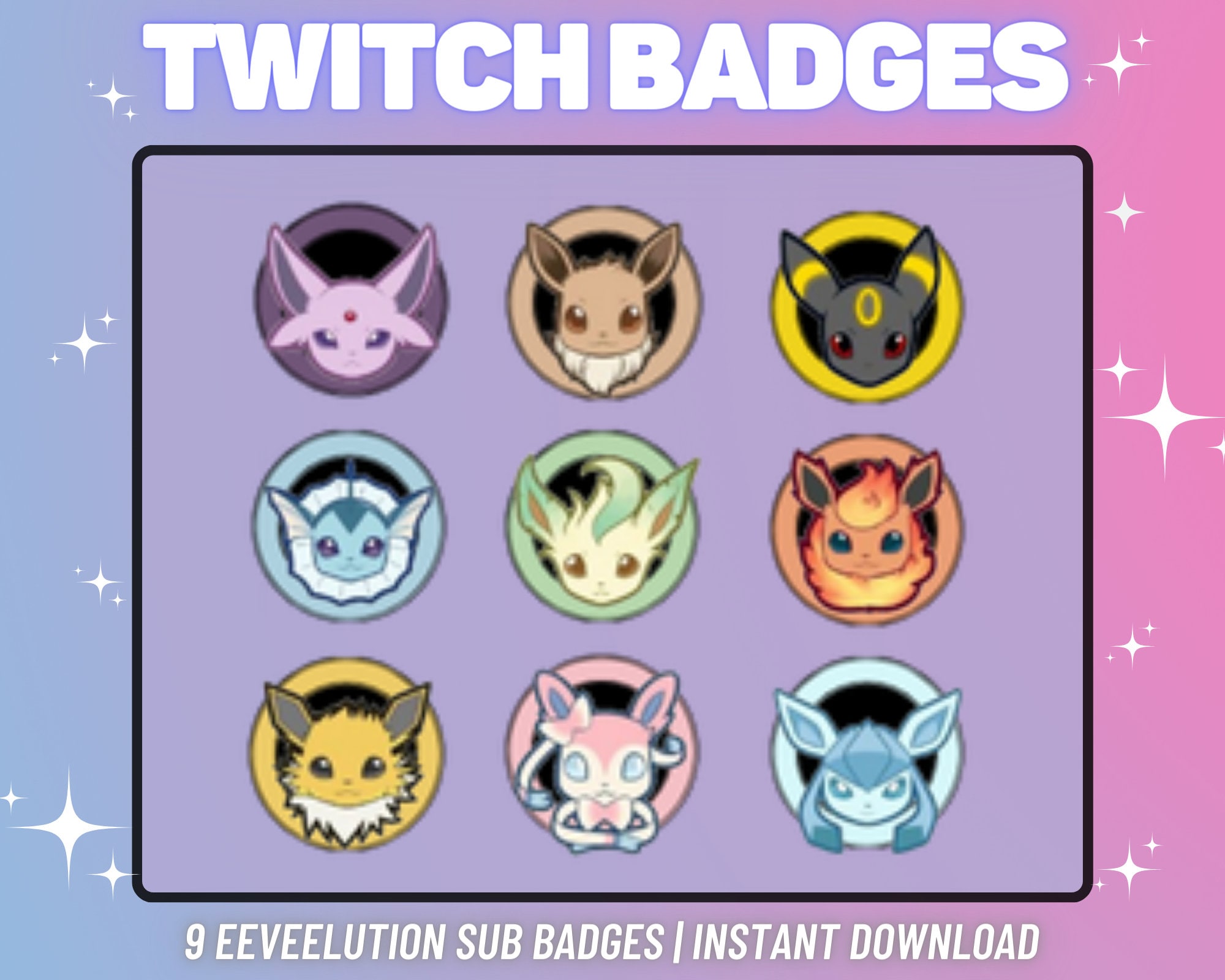 Eeveelutions Twitch Sub Badges Cute Eevvee Evolutions Sub Badges Twitch ...