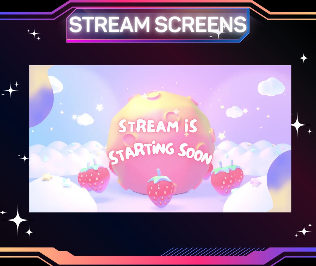 5 X Cute Strawberry Stream Screens | Animated Starting Soon | Be Right ...