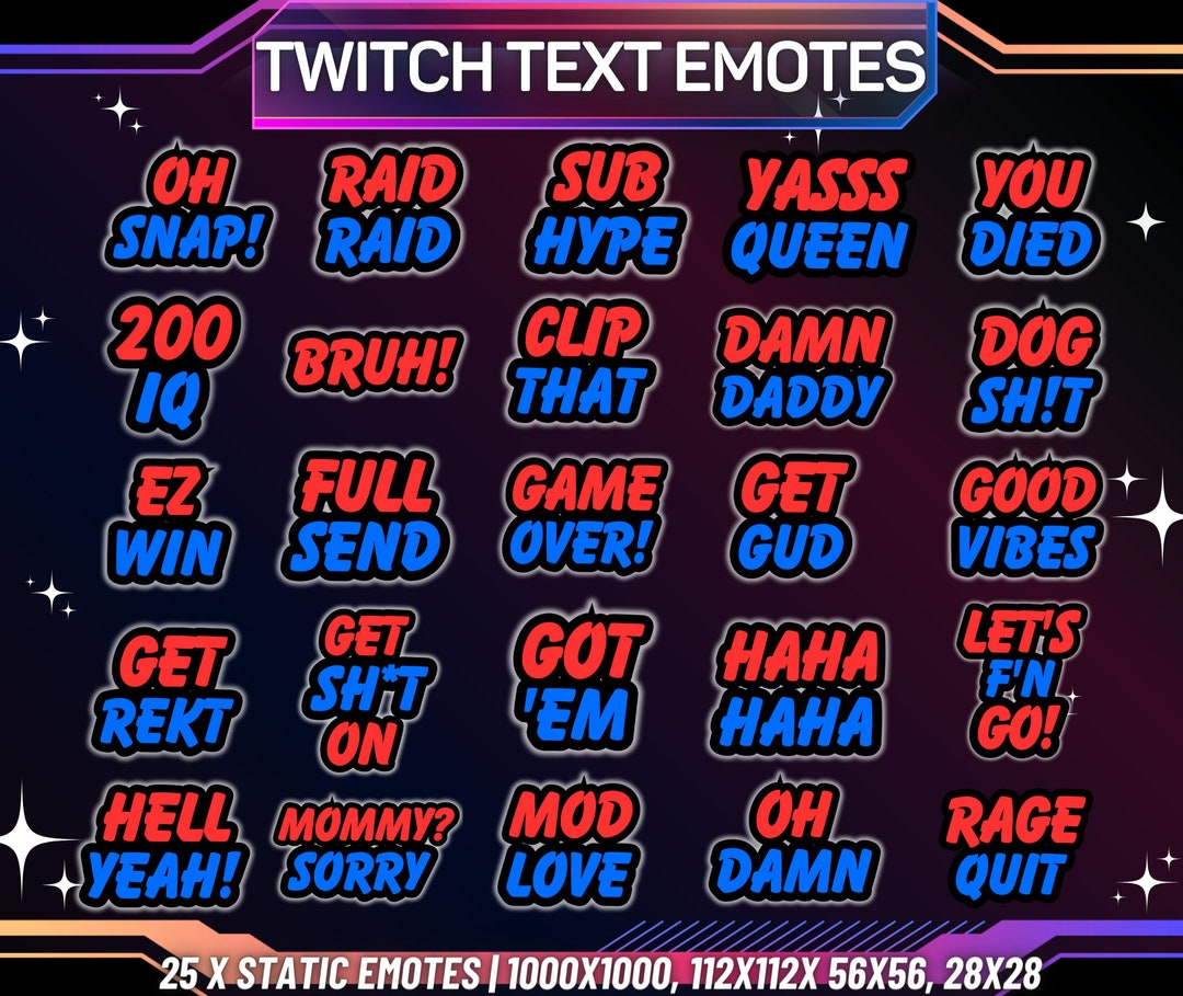 Twitch Emote Pack, 25 X Twitch Text Emotes, Funny Twitch Emotes, Funny ...