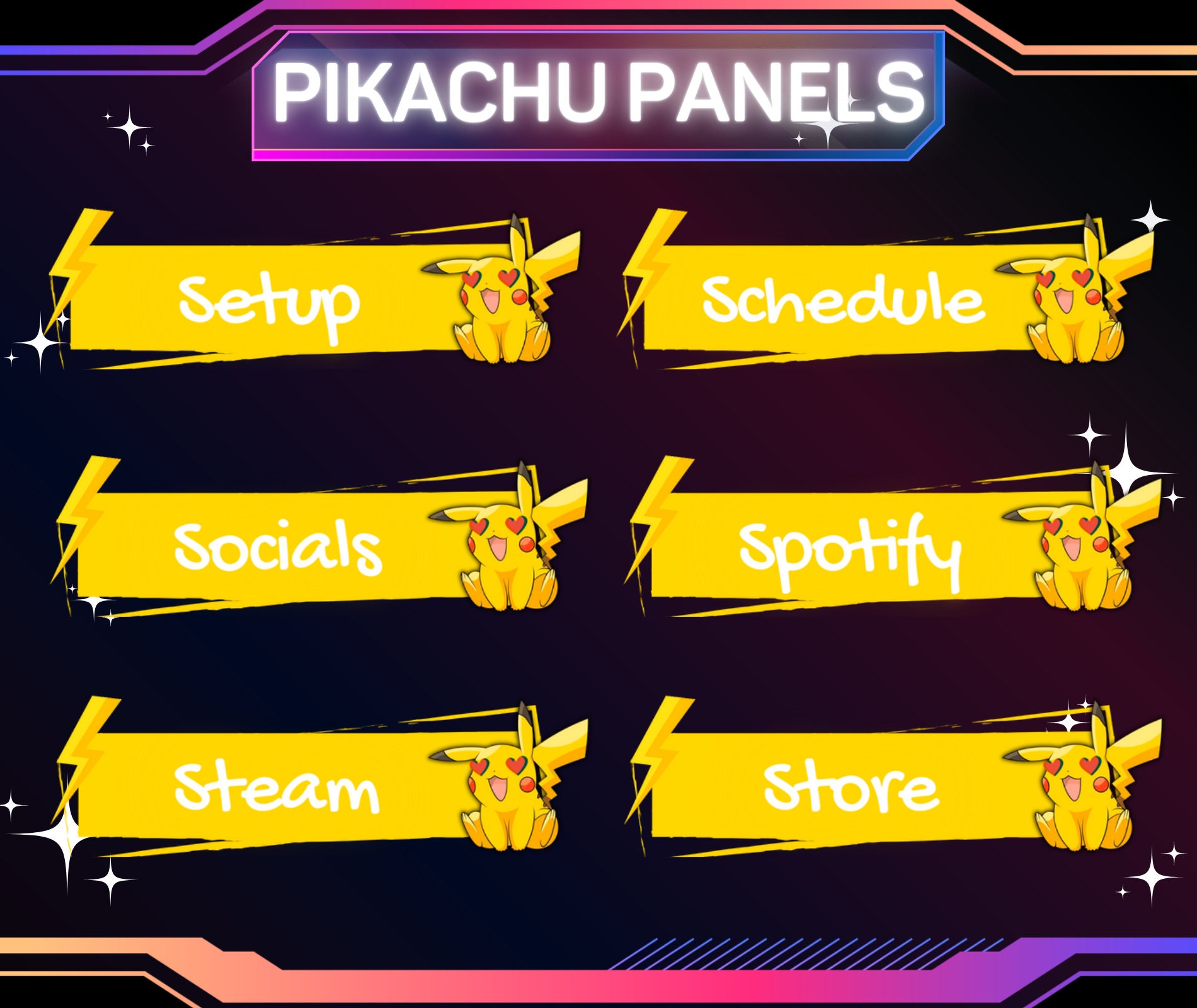 30 X Cute Pikachu Twitch Panels Streaming Panels Twitch - Etsy