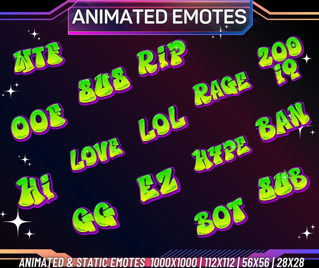 15 Animated Graffiti Text Emote PACK | Twitch Emote | Kick Emote ...