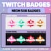 COMPLETE SET! 24 X Neon Sub Badges | Complete Twitch Sub Badges Set ...