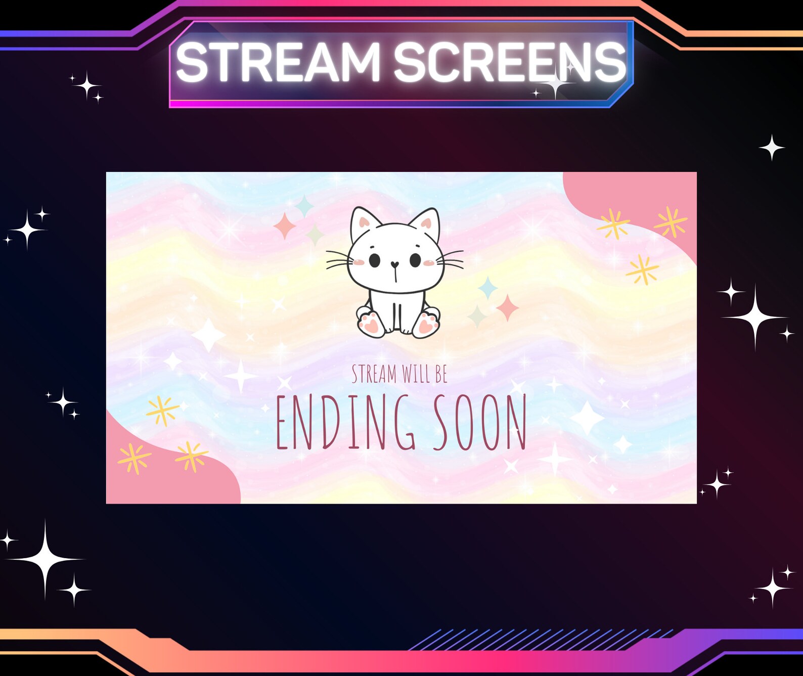 5 X ANIMATED Cute Kitty Stream Screens | Animated Starting Soon | Be ...