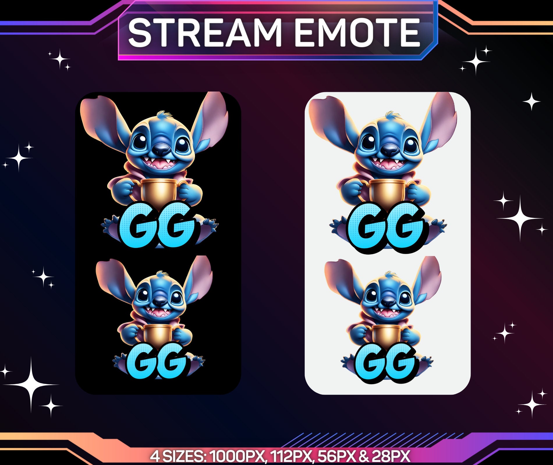 1 Twitch Emote, Stitch Emote, Good Game Stitch Emote, GG Emote, Cute ...