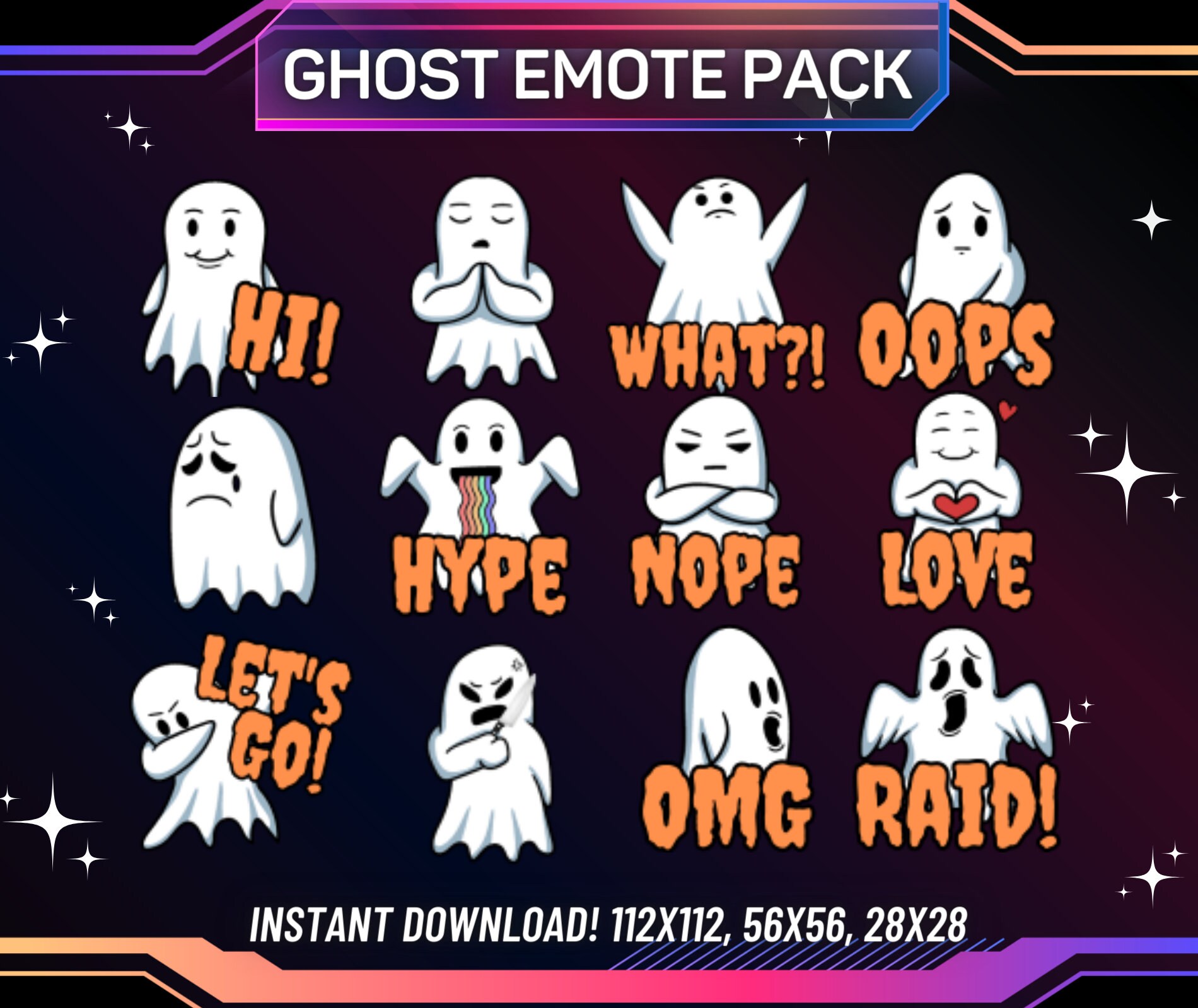 Twitch Emote Pack 12 Funny Ghost Emotes Twitch Emotes Kick Emotes ...