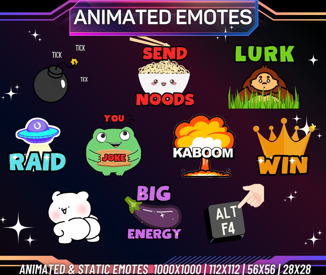 Animated Twitch Emote Pack, Funny Twitch Emotes , Lurk Emote, Raid ...