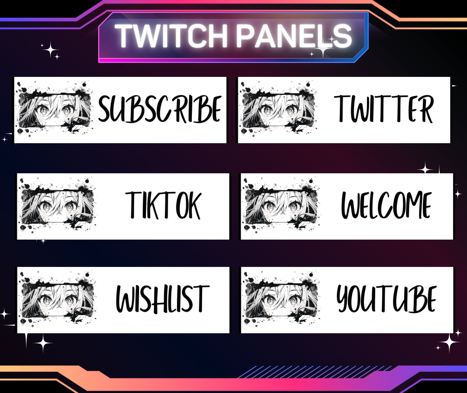 30 X Black & White Twitch Panels Streaming Panels Twitch - Etsy