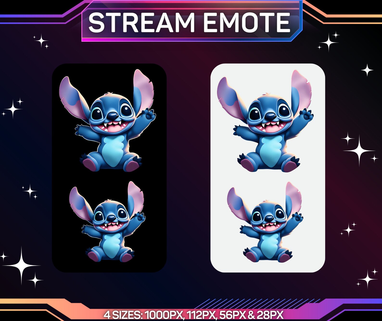 1 Twitch Emote, Stitch Emote, Stitch Waving Emote, Cute Waving Stitch ...