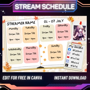 STREAM SCHEDULE Template | Social Media Stream Schedule | Streaming ...
