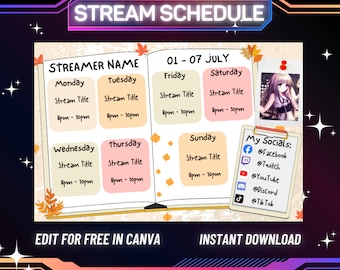 STREAM SCHEDULE Template Gamer Schedule Social Media Stream Schedule ...