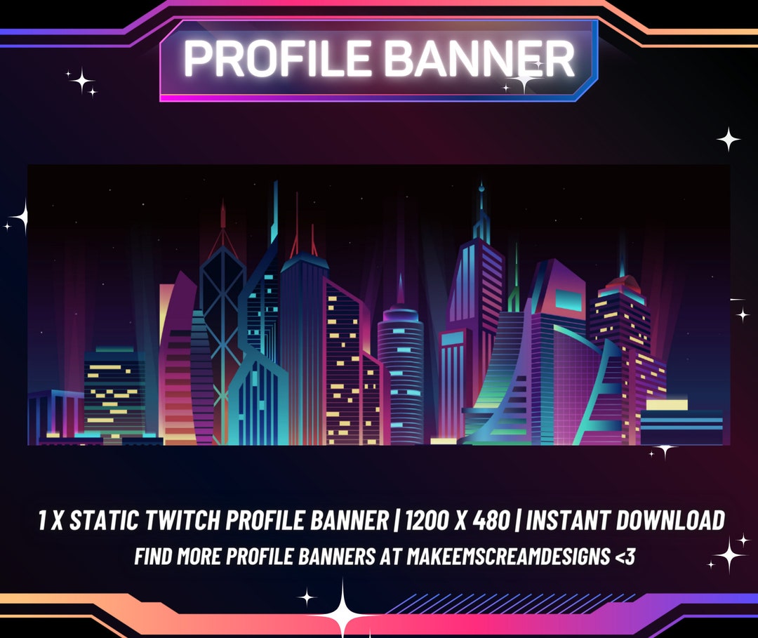 1x Neon City Twitch Profile Banner | Profile Display Banner | Kawaii ...