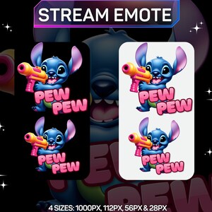 1 Twitch Emote, Stitch Emote, Pew Pew Stitch Emote, Watergun, Cute ...