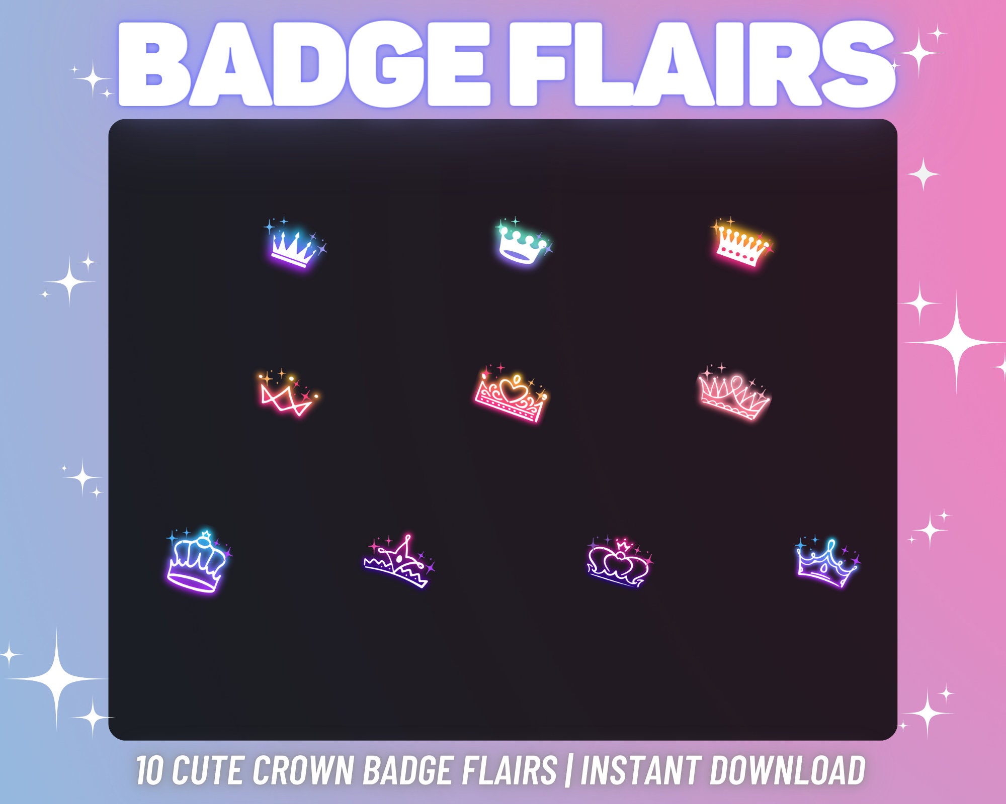 10 X Crown Twitch Badge Flairs | Twitch Badges | Twitch Badge Flairs ...