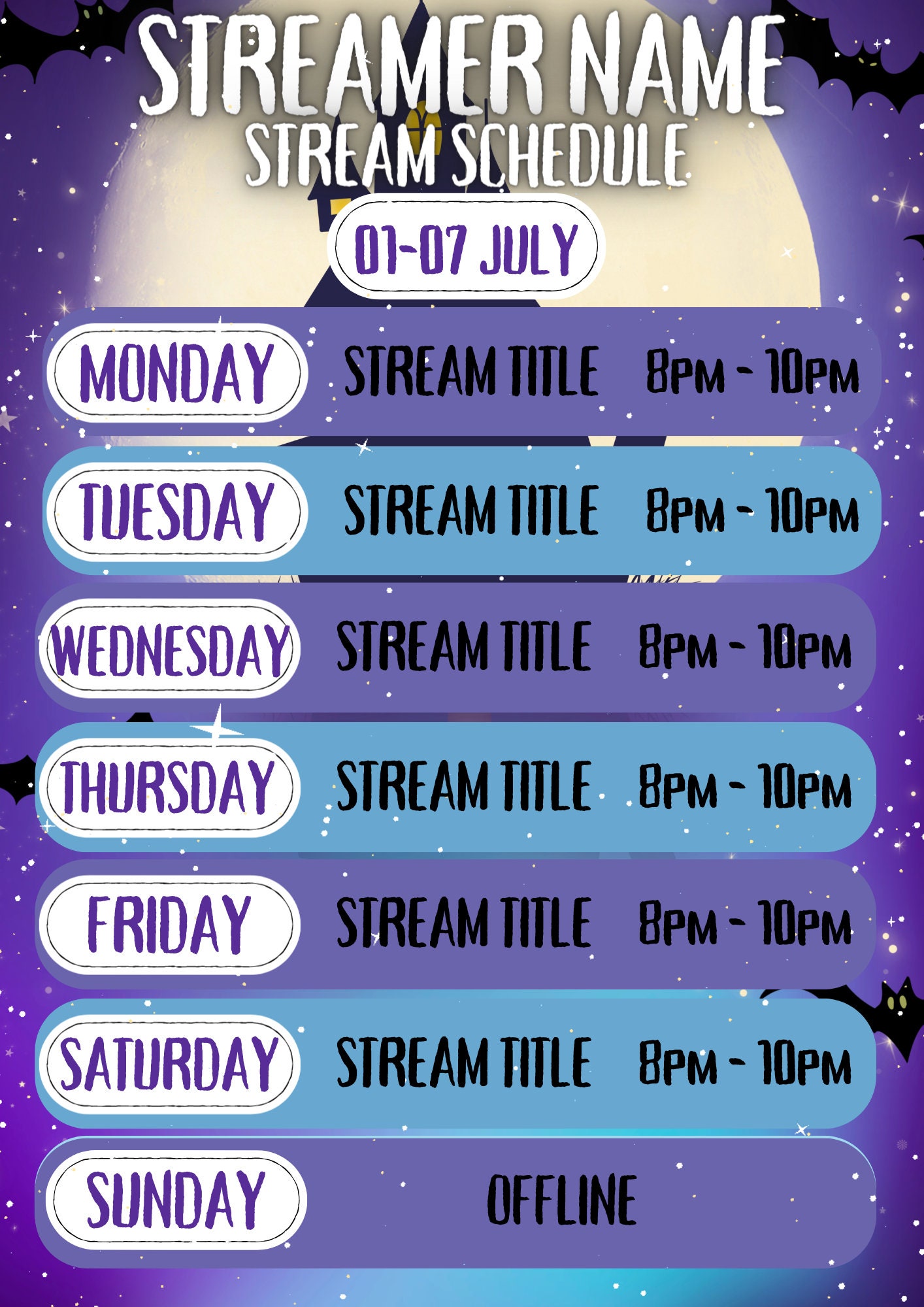 STREAM SCHEDULE Template Halloween Stream Schedule Social Media Stream ...
