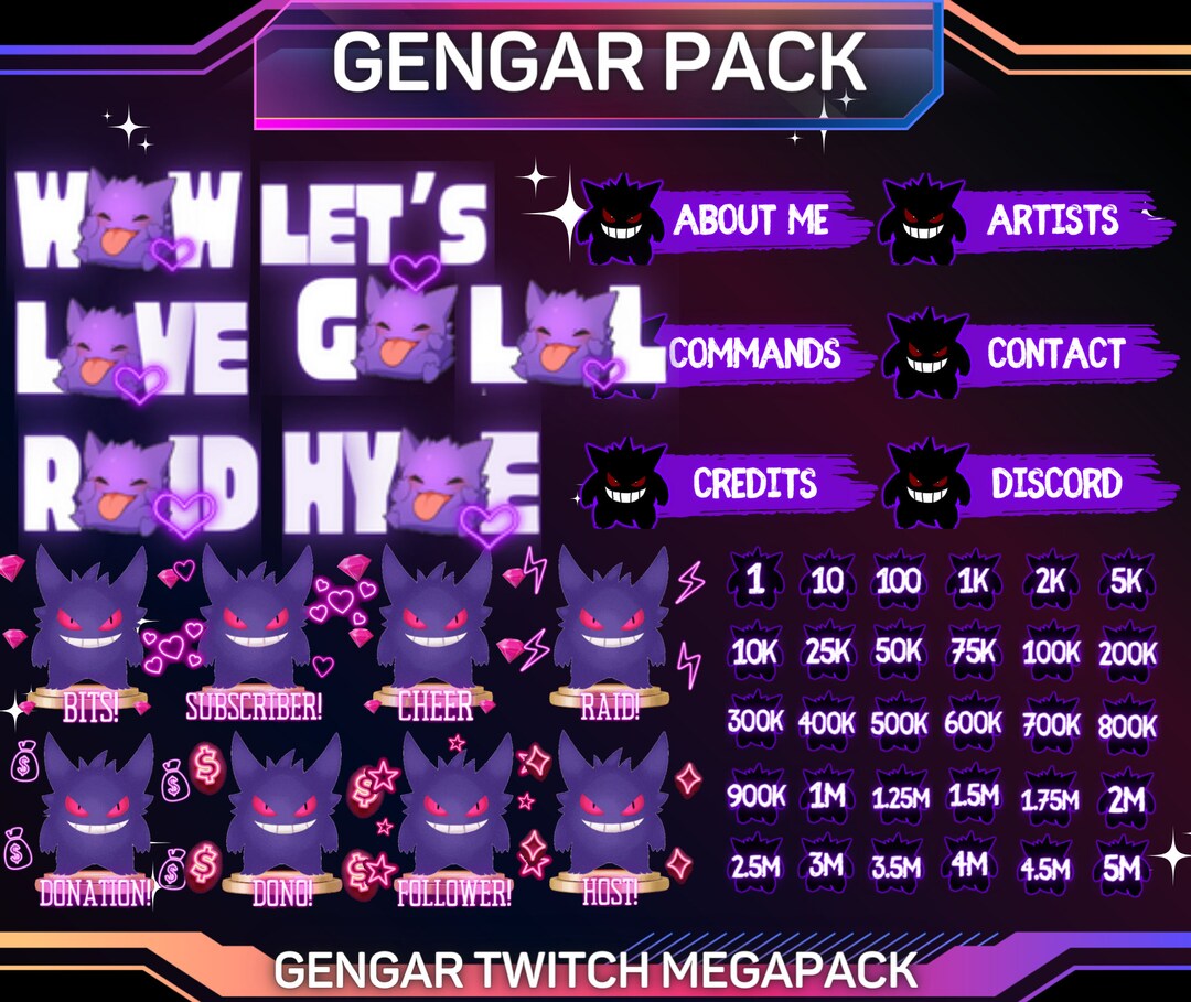 MEGAPACK Cute Gengar Twitch Pack, Pokemon Megapack, Twitch Emotes ...