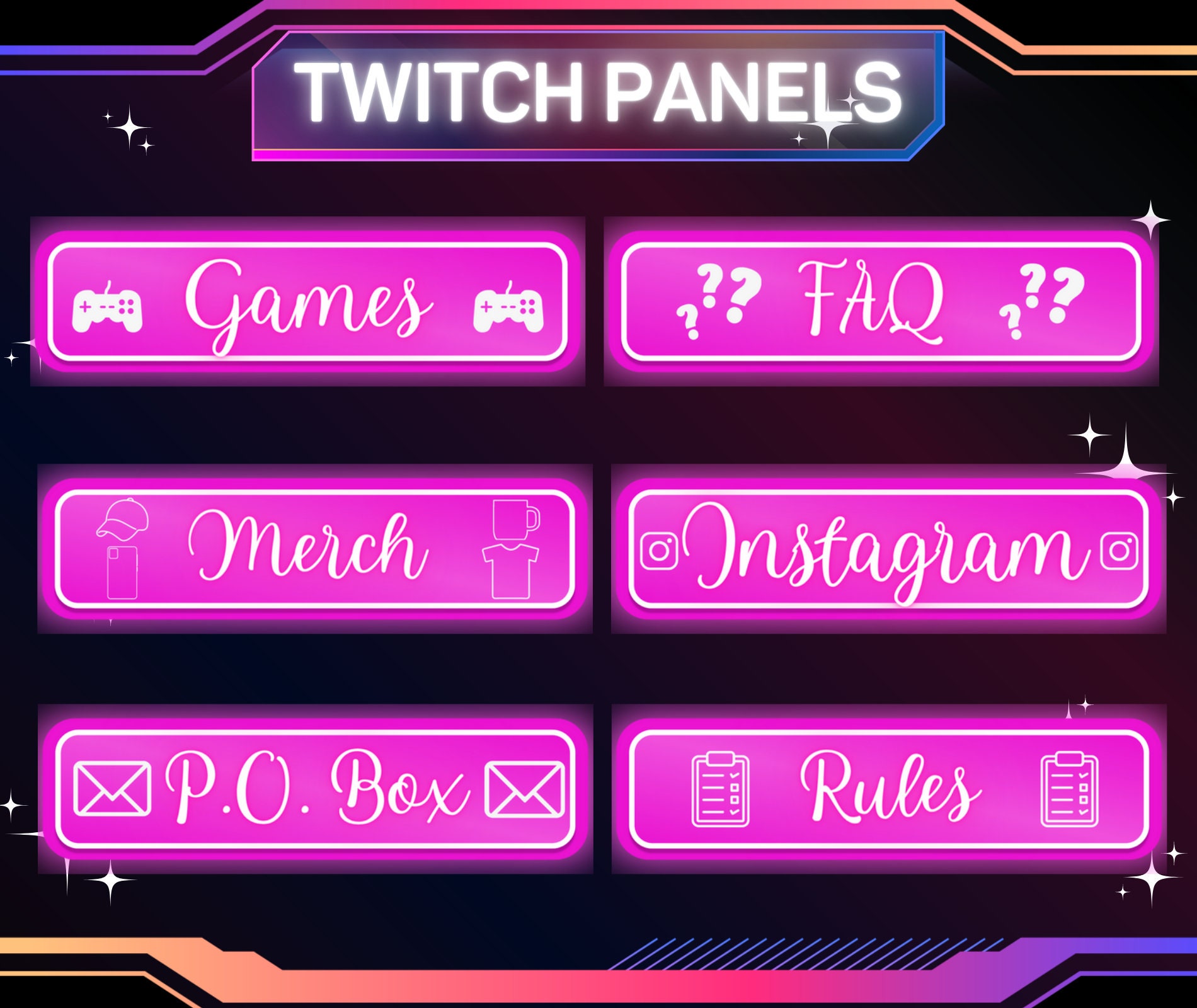 20 X Neon Pink Twitch Panels 20 Pack Twitch Panels Twitch Panels About ...