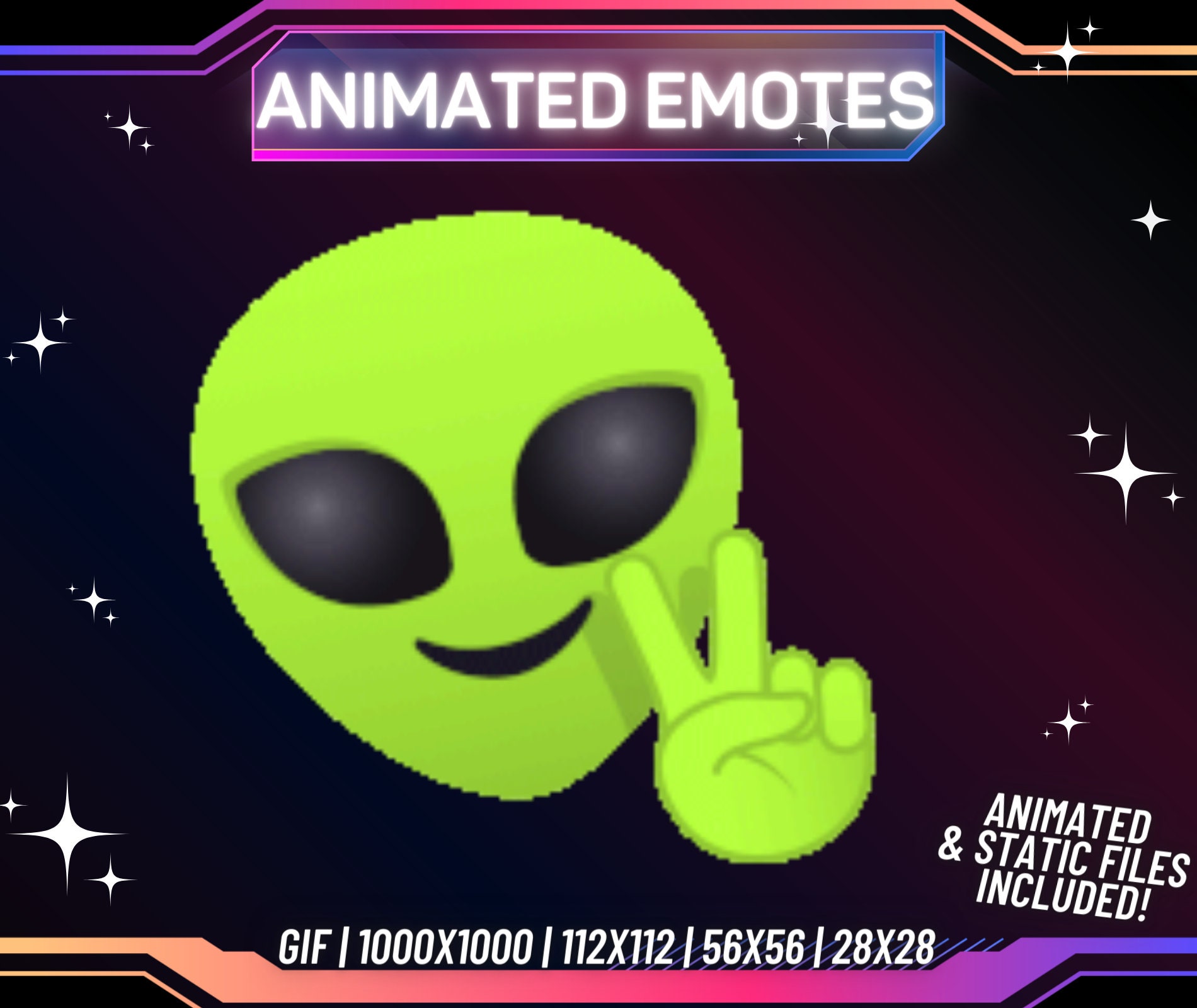 Animated Twitch Emote, Alien Peace Twitch Emote, Cute Twitch Emote PNG ...