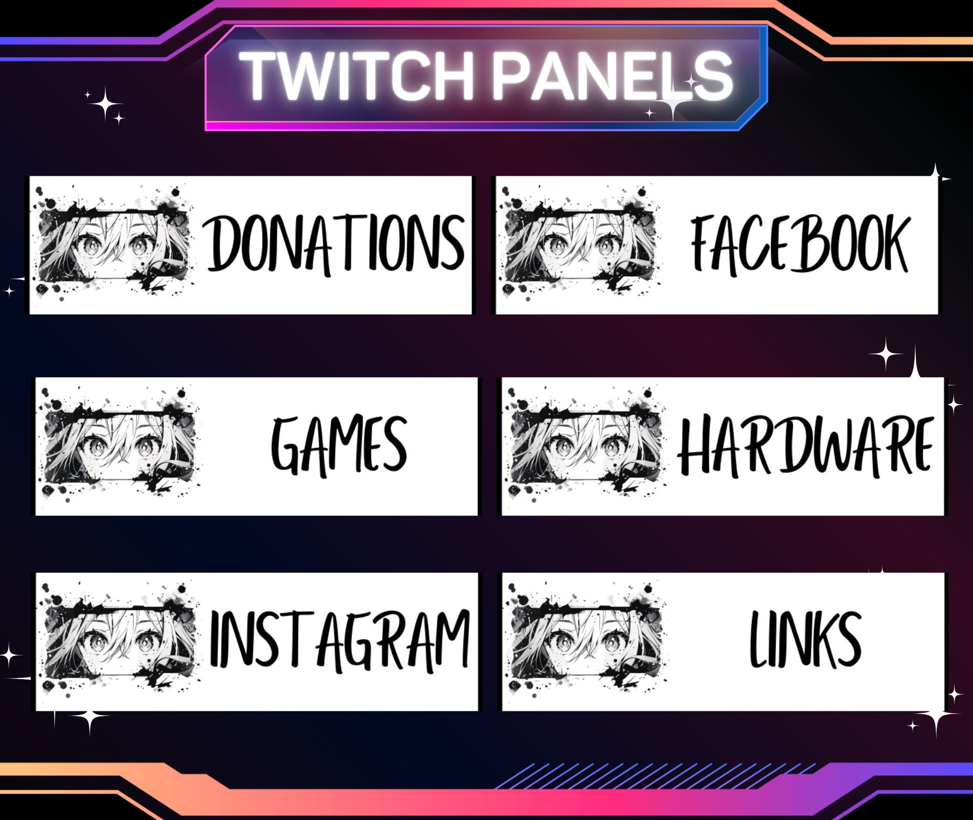 30 X Black & White Twitch Panels Streaming Panels Twitch - Etsy