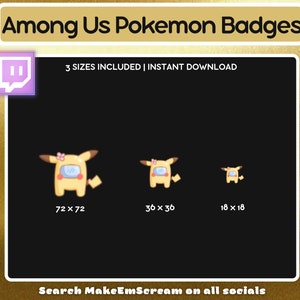 Among Us Pokemon Twitch Sub Badges | Cute Sub Badges | Pokemon Sub ...