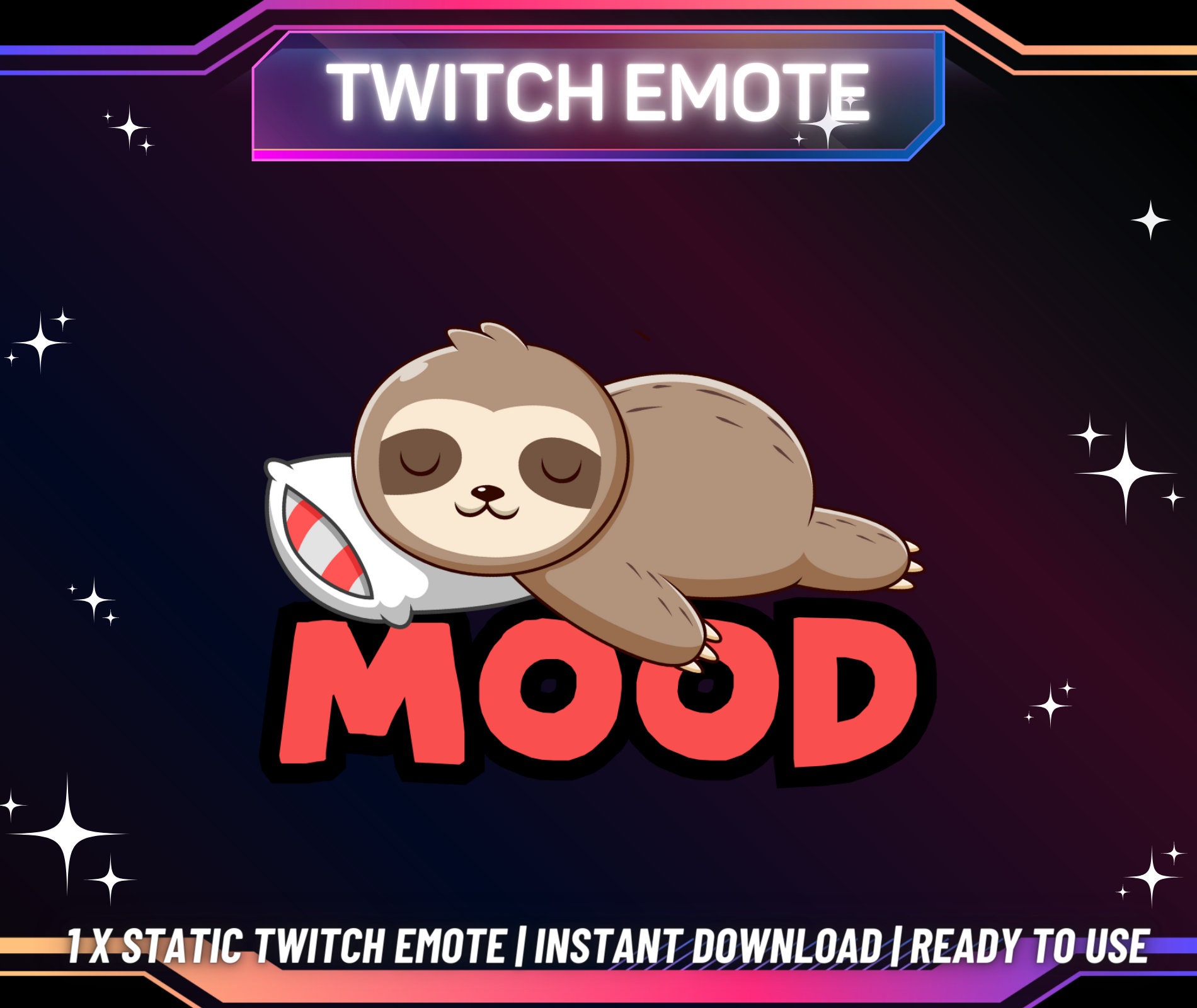 1 Twitch Emote Sloth Mood Twitch Emote Sloth Emote Funny Emote Cute ...