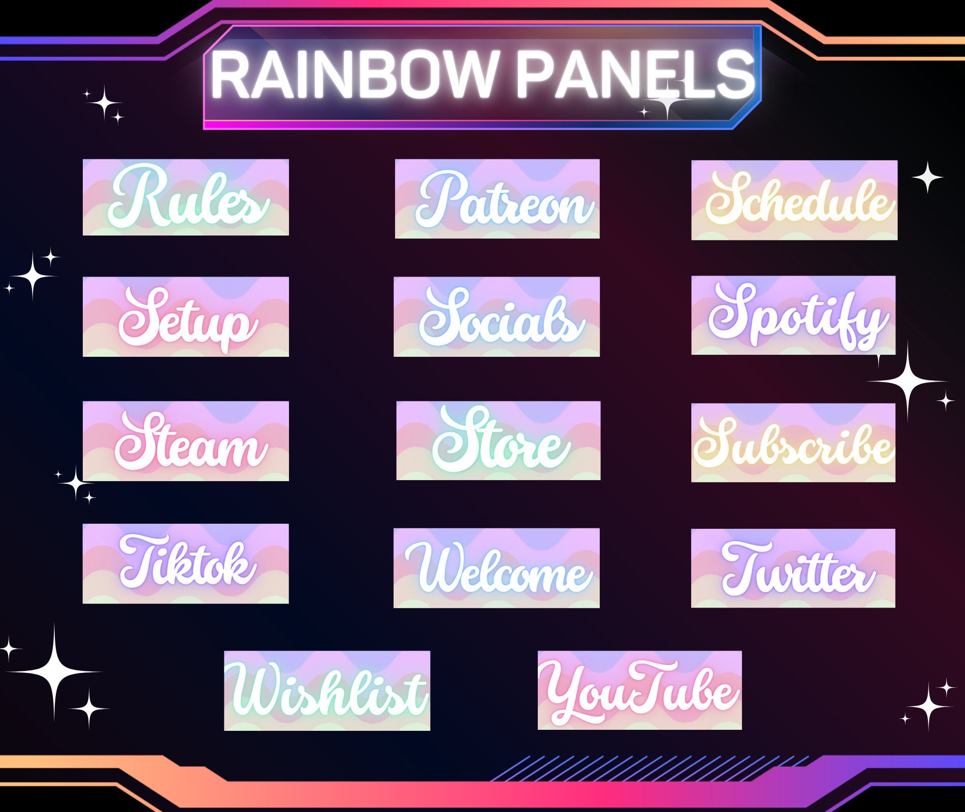30 X Rainbow Peace Twitch Panels Streaming Panels Twitch Kick Youtube ...