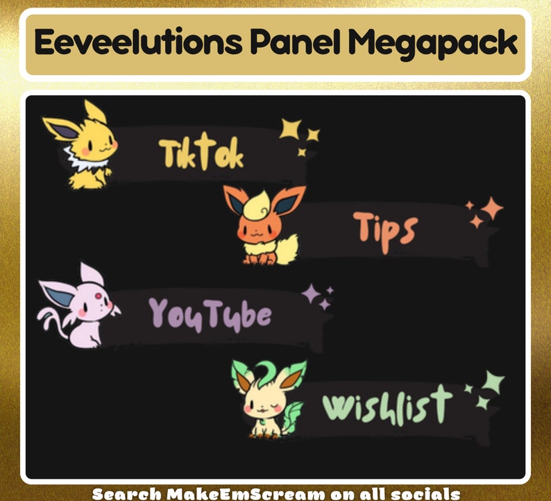 24 X Cute Eeveelutions Themed Twitch Panels Eevee Evolutions - Etsy