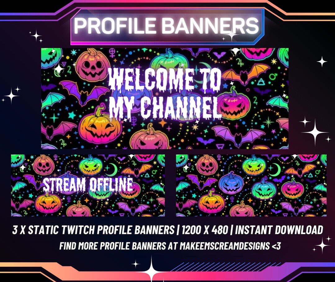Neon Pumpkin Twitch Banners, Scary Twitch Banners, Halloween Profile ...