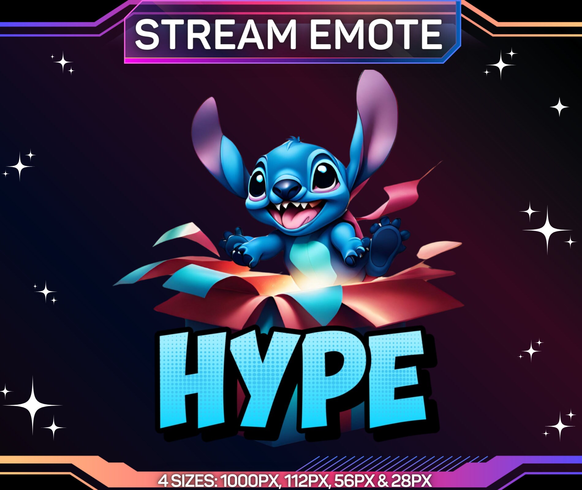 1 Twitch Emote, Stitch Emote, Stitch Hype Emote, Hype Emote, Cute ...