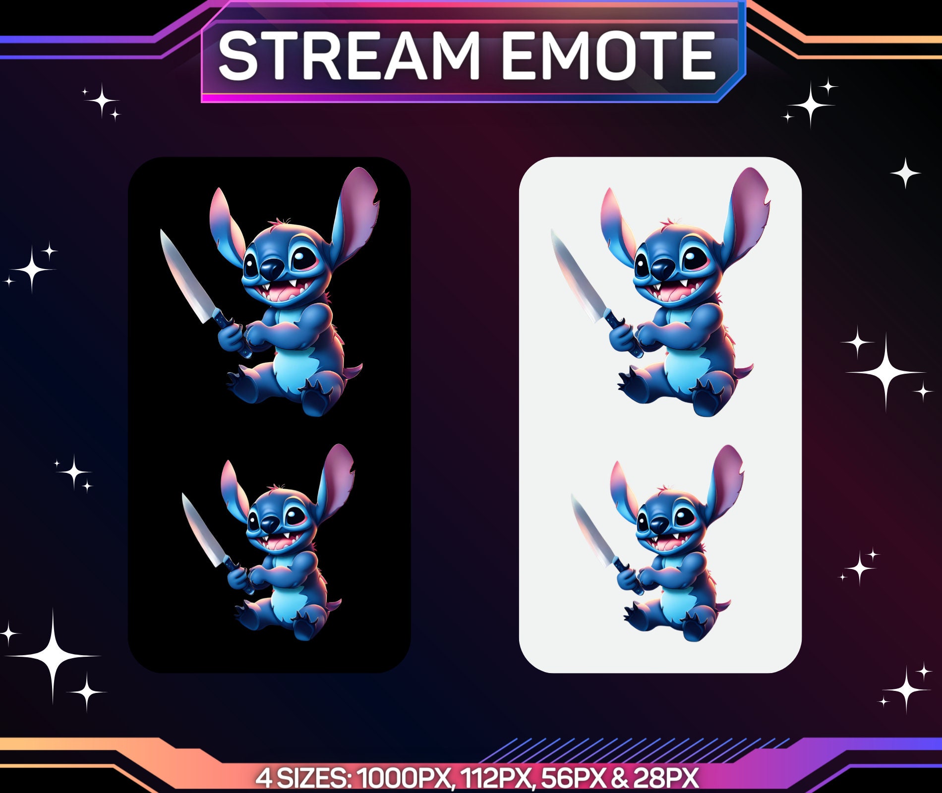 1 Twitch Emote, Stitch Emote, Stitch Knife Emote, Cute Stitch Emote ...