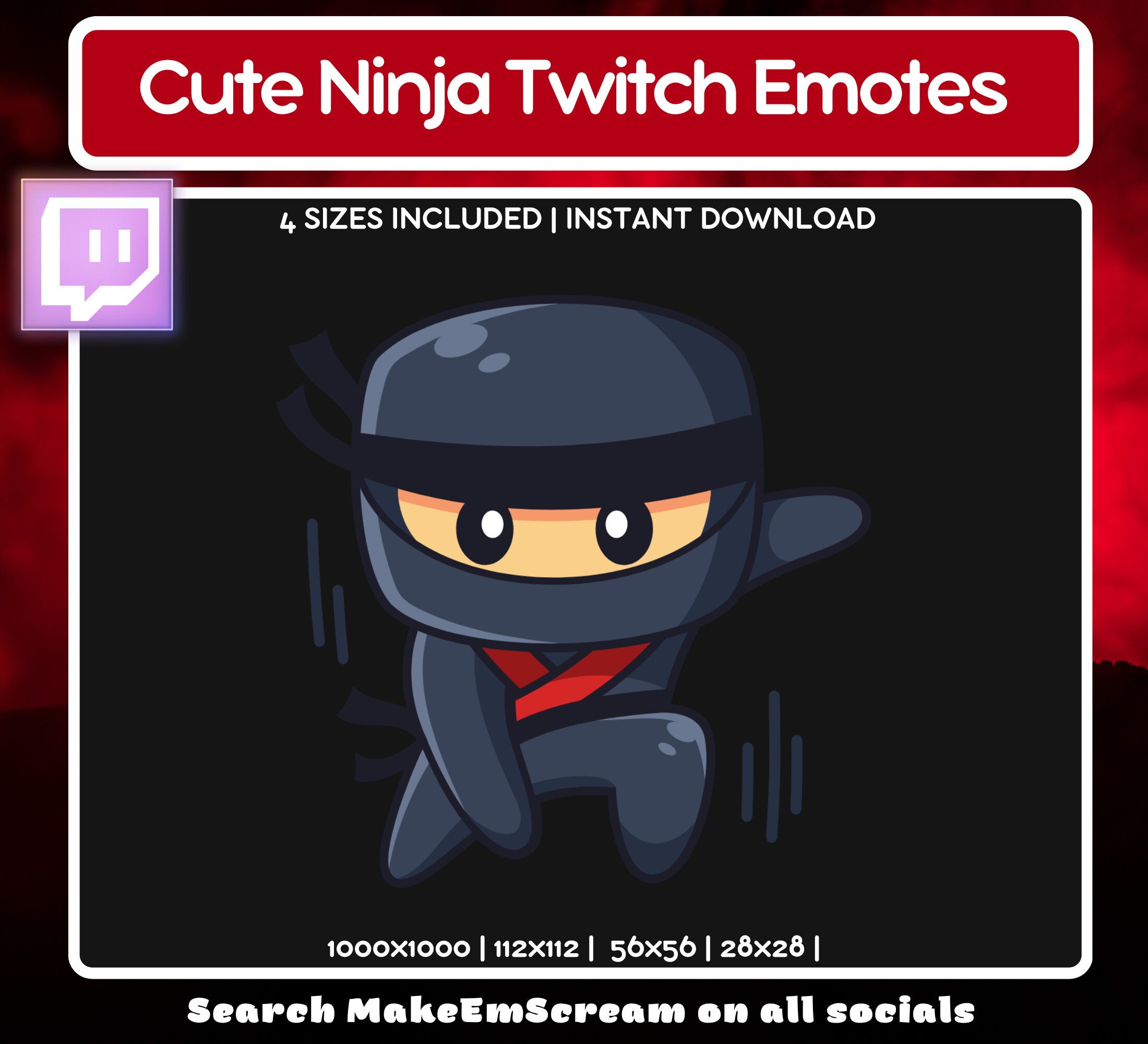 8 X Cute Ninja Twitch Emotes Kick Emotes Youtube Emotes - Etsy