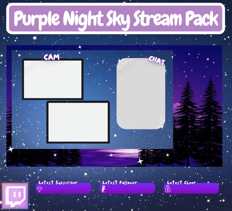 Purple Night Sky Twitch Overlay Complete Stream Pack Night - Etsy Australia