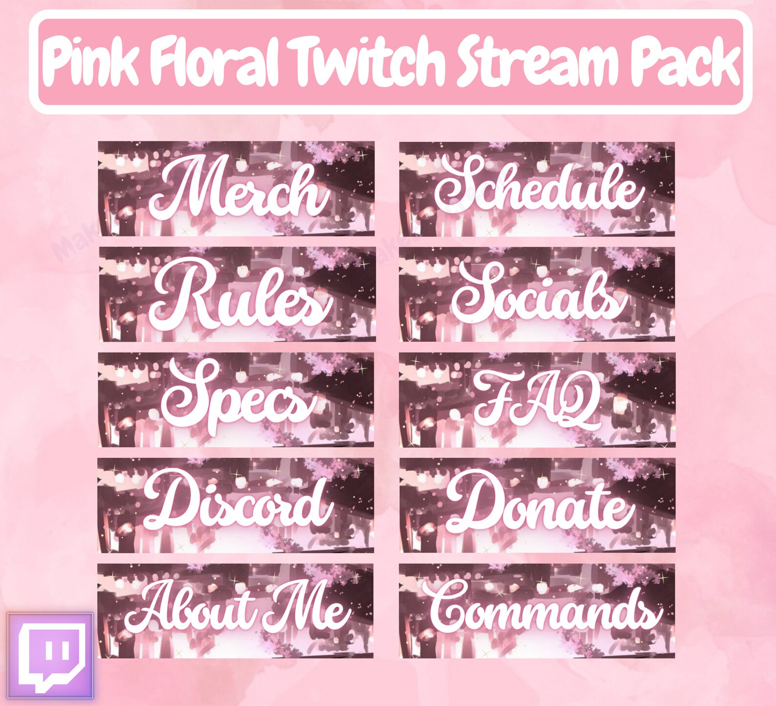 Pink Sakura Twitch Overlay Complete Pack Twitch Overlays - Etsy