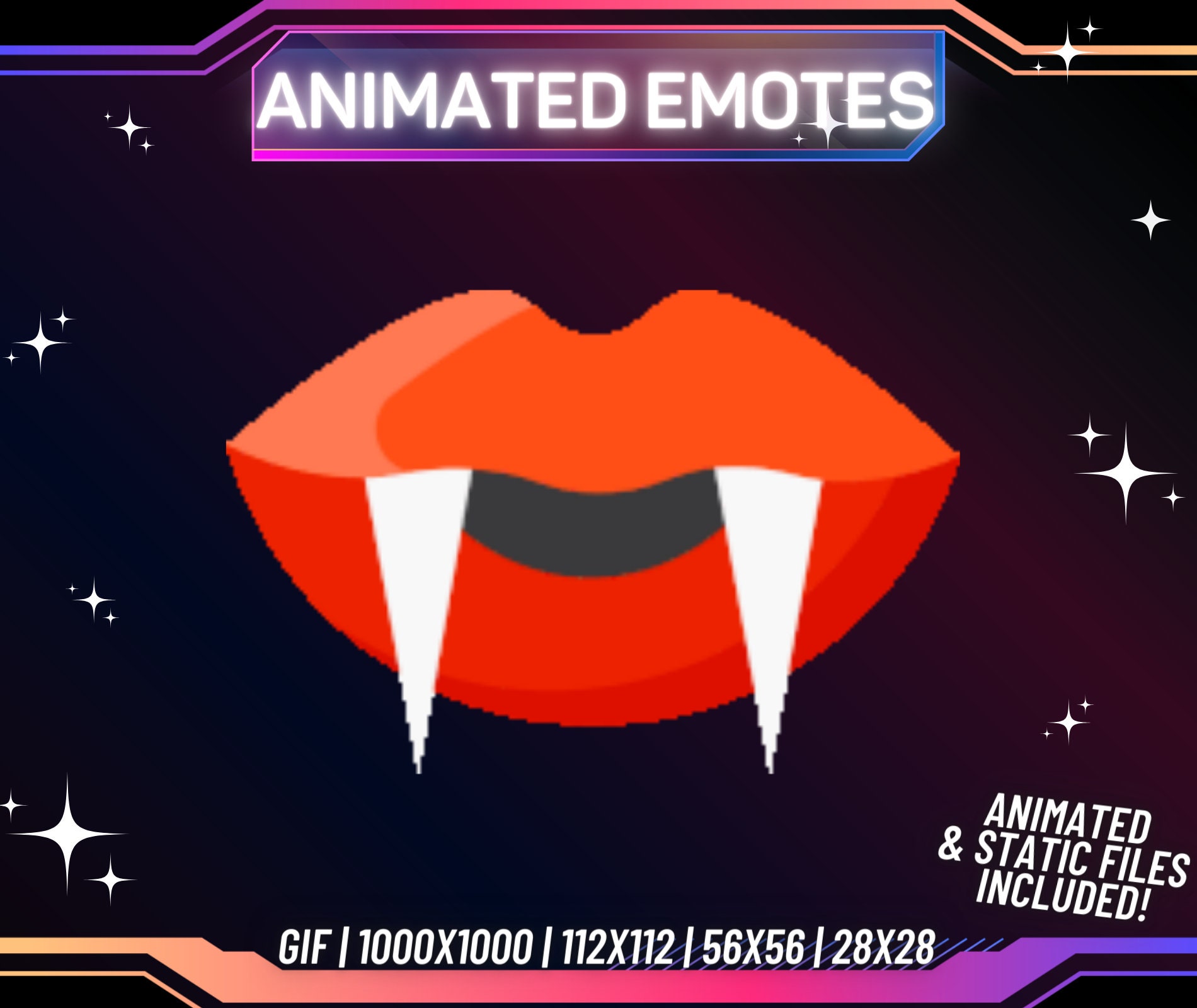 Animated Twitch Emote Vampire Emote Vampire Fangs Emote - Etsy