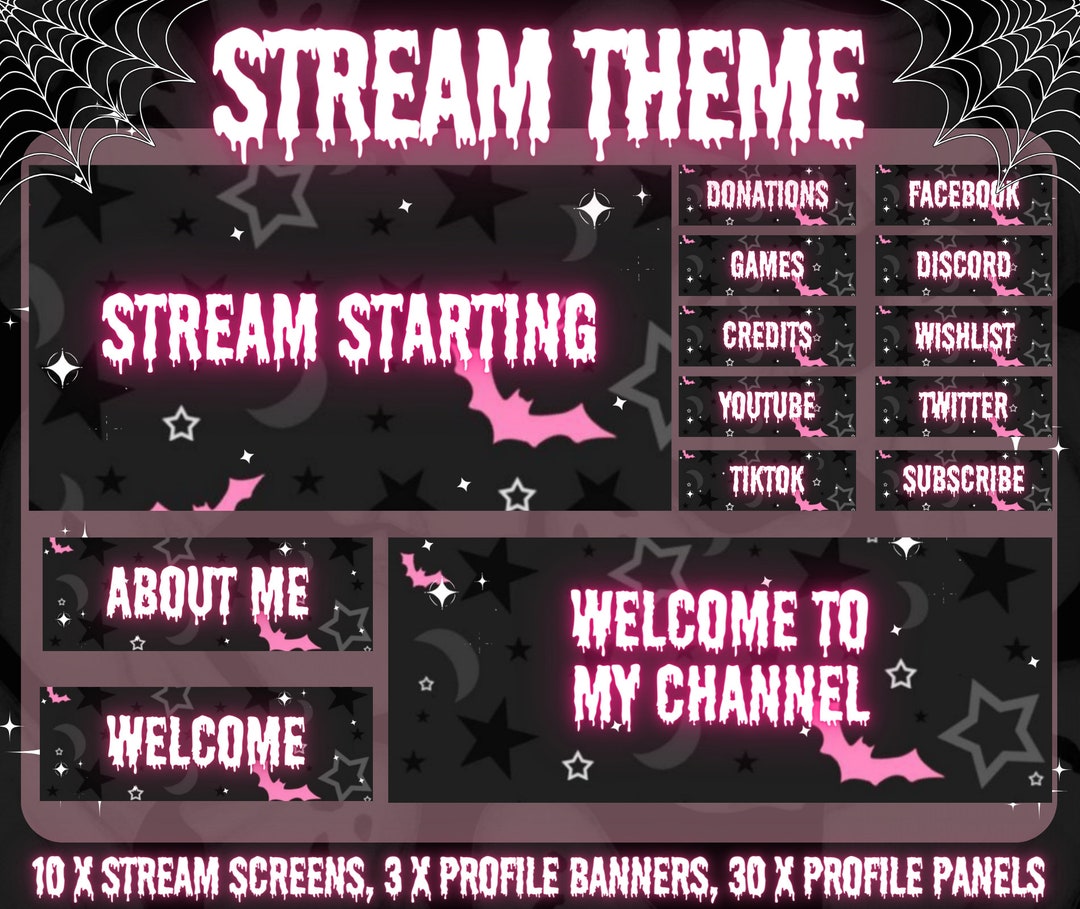 Pink Bat Stream Theme, Twitch Stream Theme, Twitch Profile Banners ...