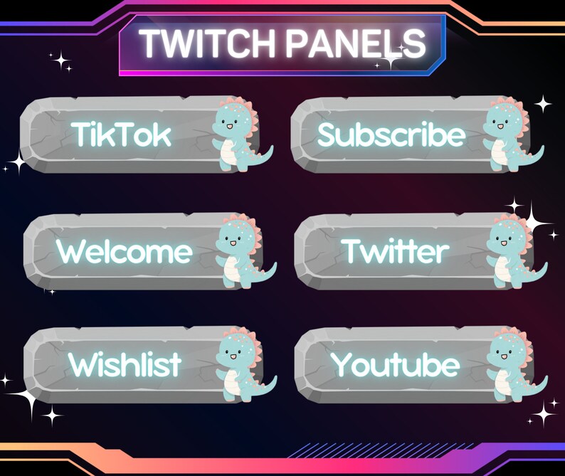 30 X Cute Dinosaur Twitch Panels | Streaming Panels | Twitch | Kick | Youtube | Basic Stream ...