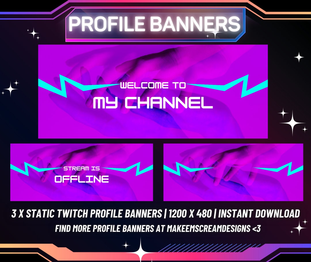 3 X Twitch Profile Banners, Gaming Profile Banners, Gamer Profile ...