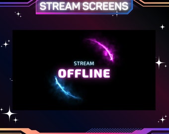 5 X ANIMATED Neon Stream Screens Animated Starting Soon Be Right Back Stream Offline Stream ...
