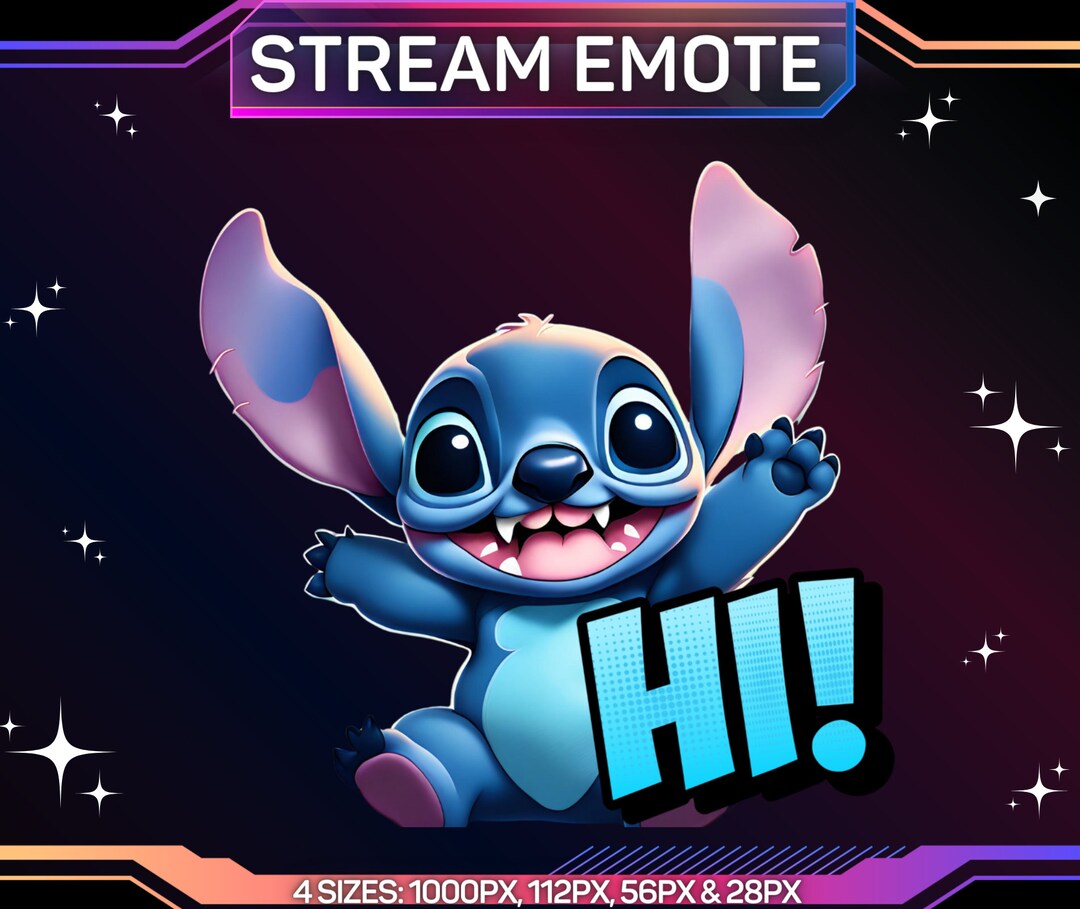 1 Twitch Emote, Stitch Emote, Stitch Hi Emote, Hi Emote, Cute Stitch ...