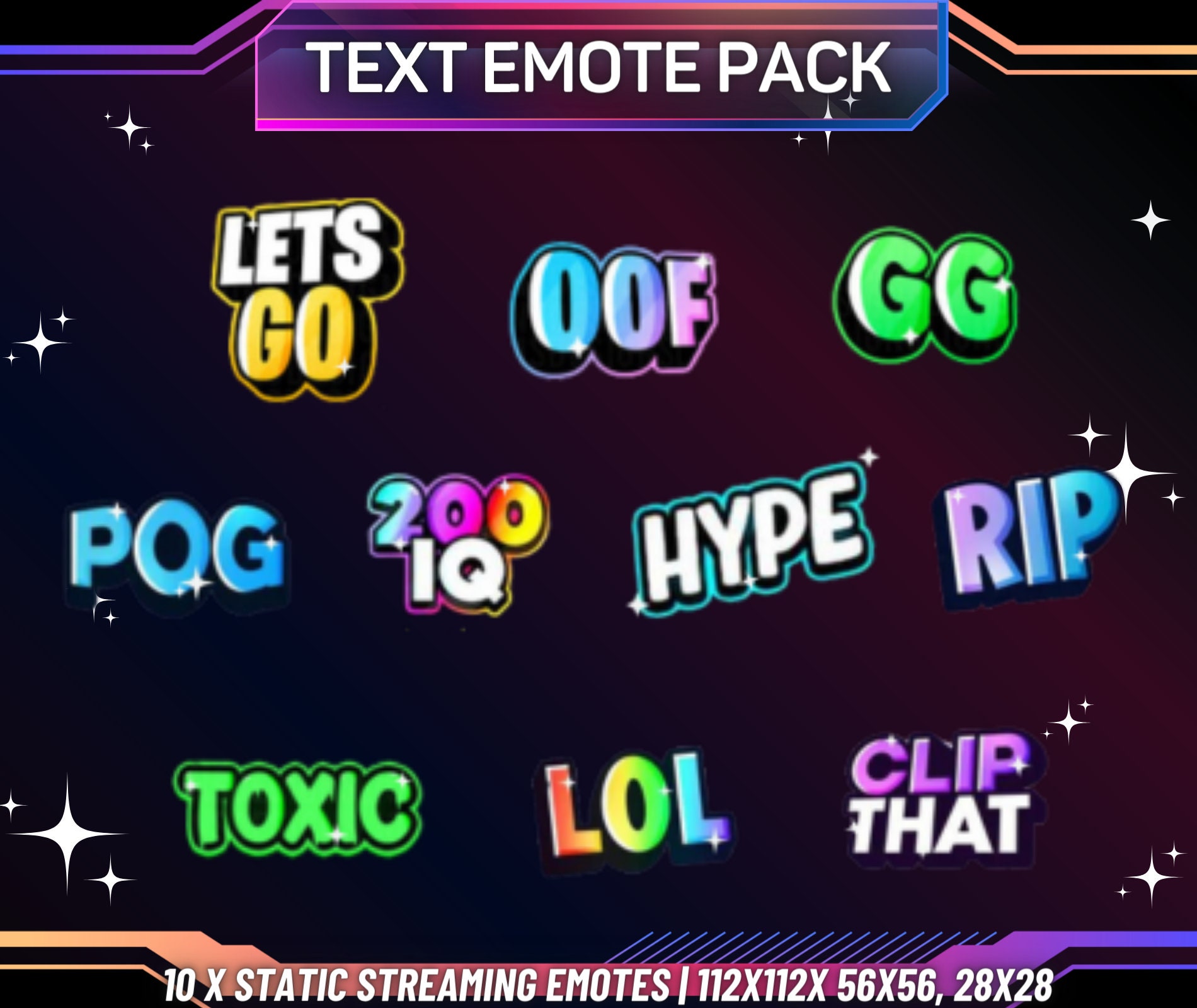 10 X Text Emotes, Text Twitch Emotes, Twitch Emotes, Discord Emotes ...
