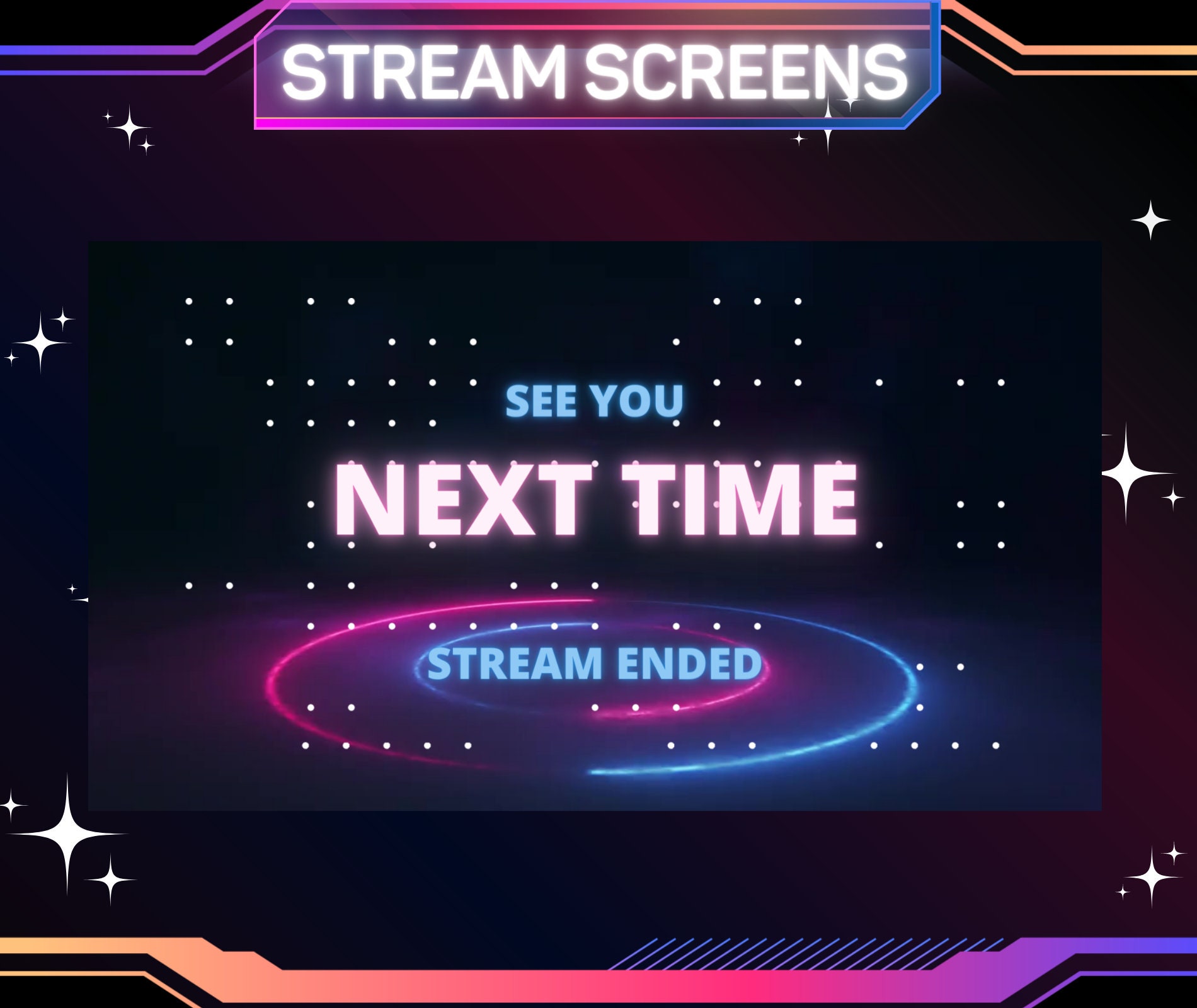 5 X ANIMATED Neon Stream Screens Animated Starting Soon Be Right Back Stream Offline Stream ...