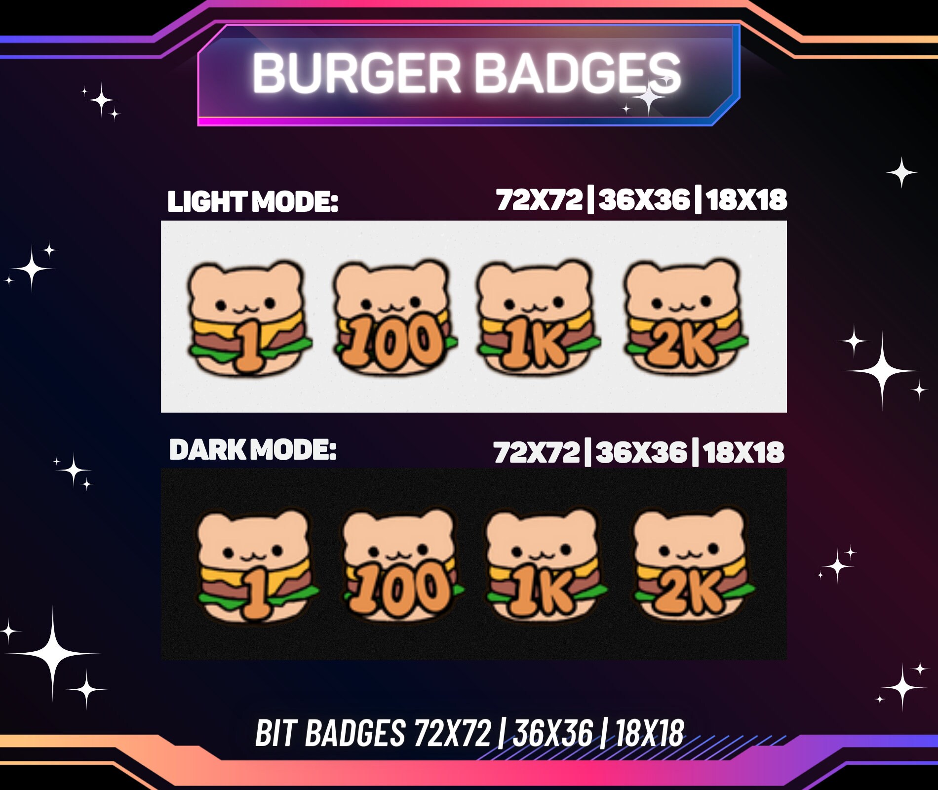 29 X Cute Burger Bit Badges | Complete Twitch Bit Badges Set | Twitch ...